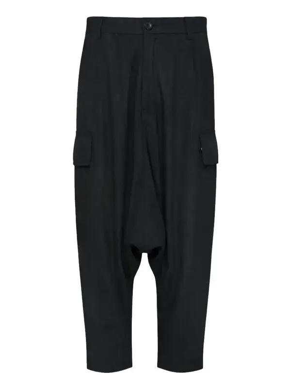 Comme Des Garçons Pinstripe Drop-crotch Cargo Pants - Black
