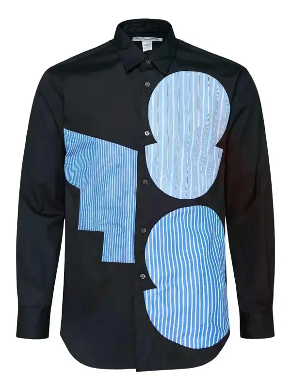 Comme Des Garçons Patchwork Striped-print Shirt - Black