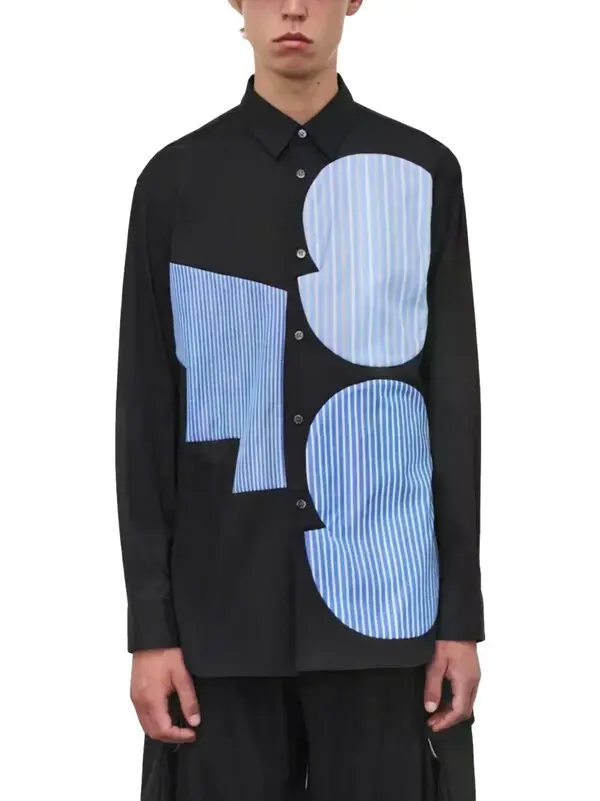 Comme Des Garçons Patchwork Striped-print Shirt - Black