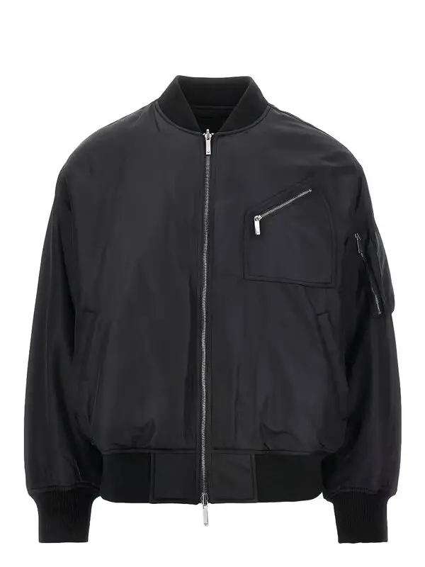 Emporio Armani Logo Patch Zip-up Bomber Jacket - Black