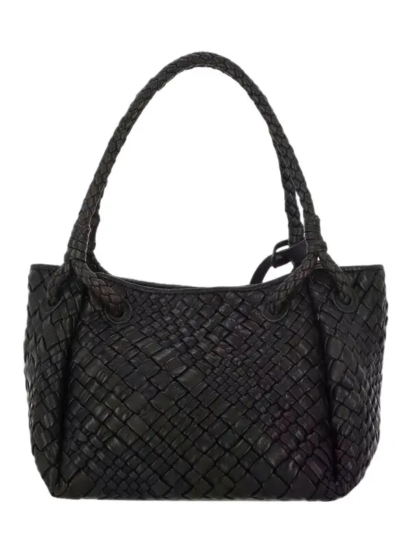 VISONA` Visona Woven Leather Shoulder Bag - Black