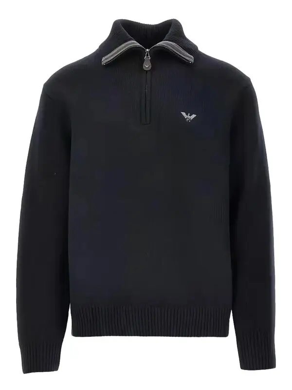 Emporio Armani Hong Kong Capsule Collection Half-zip Logo-embroidered Sweater - Blue