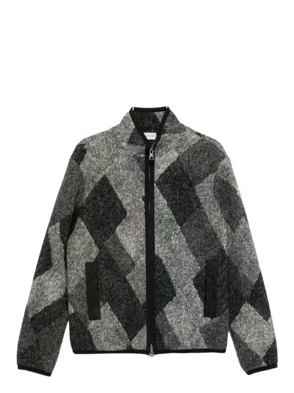 Moncler Argyle Check Zip-up Jacket - Grey