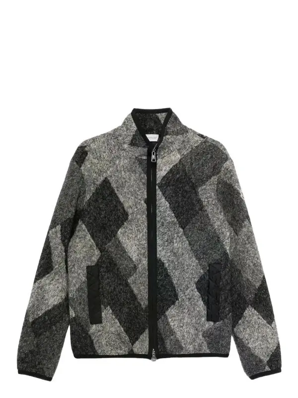 Moncler Argyle Check Zip-up Jacket - Grey