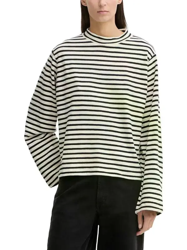 Marc O'polo Striped Mock Neck Long Sleeve Top - Neutrals