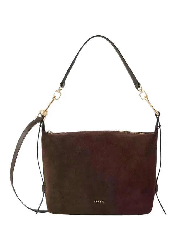 Furla Tonie Suede Shoulder Bag With Detachable Top Handle - Brown