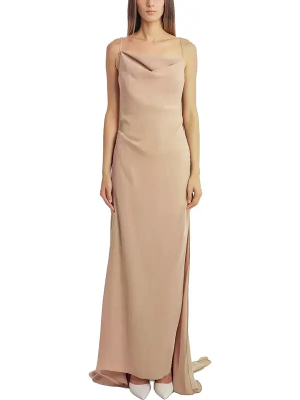 IRINA SCHROTTER Xidonia Ruffled Cowl-neck Maxi Dress - Neutrals
