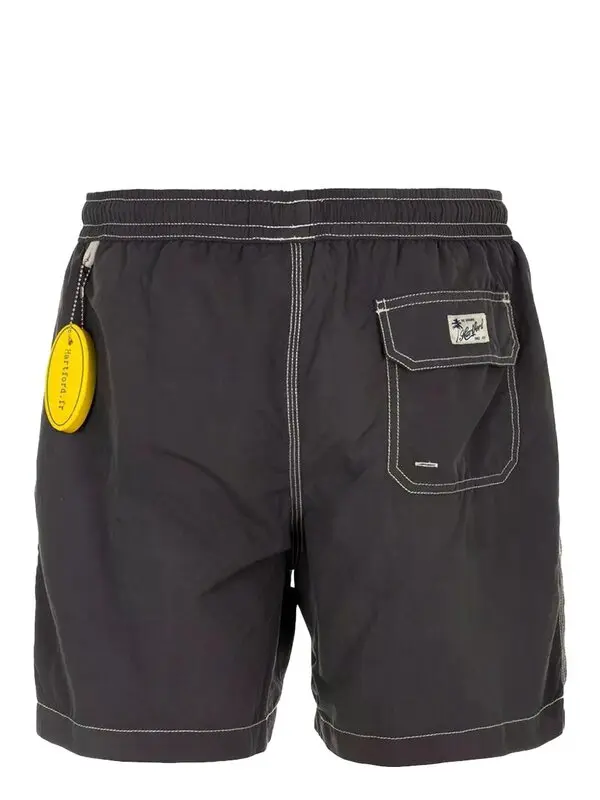 Hartford Drawstring Swim Shorts With Contrast Stitching - Grey