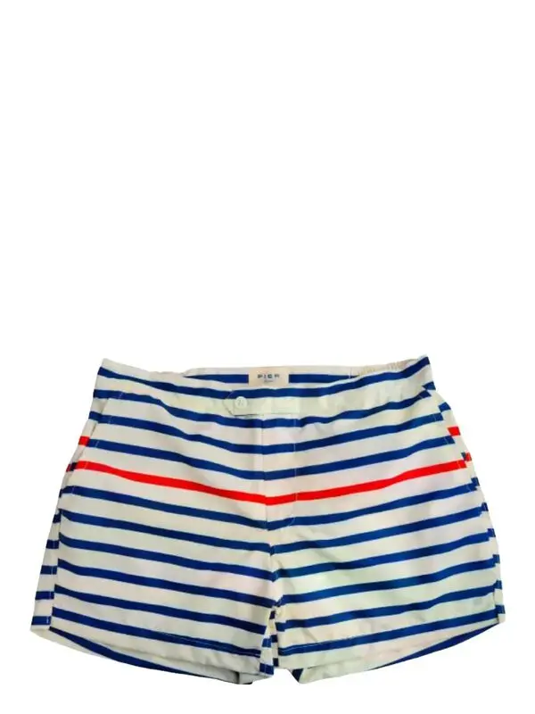 PIER SICILIA Luchino Horizontal-stripe Swim Shorts - Neutrals
