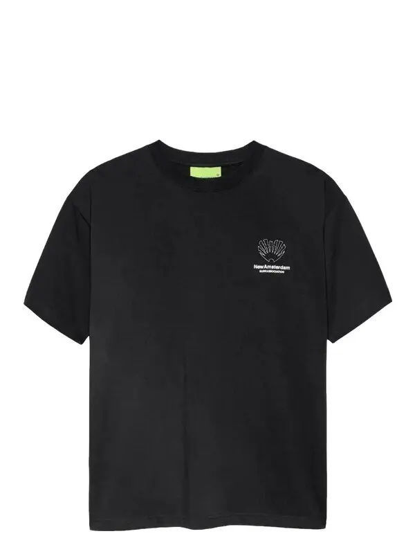 NEW AMSTERDAM SURF ASSOCIATION Embroidered Logo Crewneck T-shirt - Black