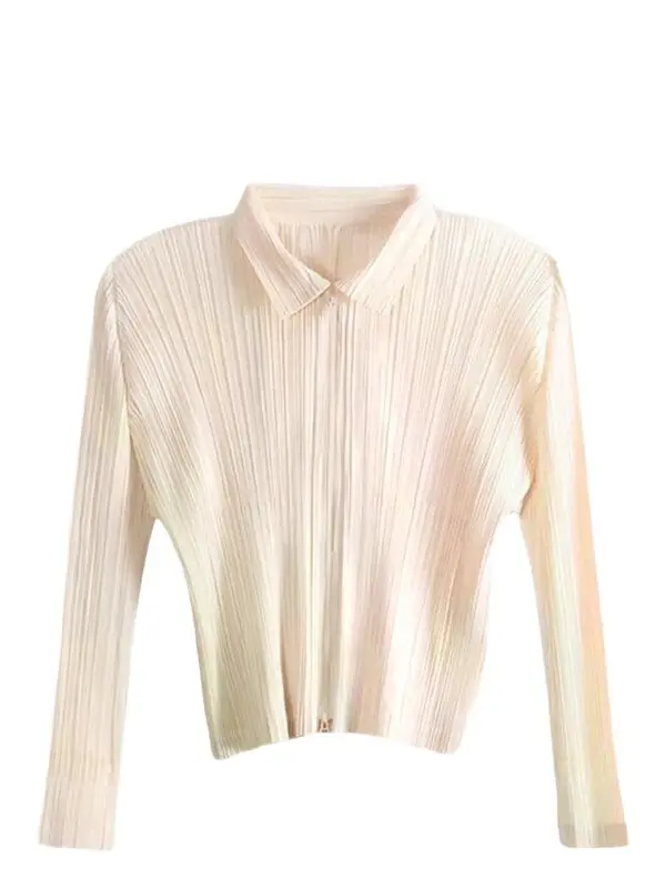 Issey Miyake Off-white Pleated Zip-up Jacket - Neutrals