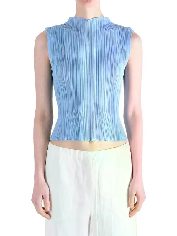 Issey Miyake Sleeveless High Neck Top - Blue