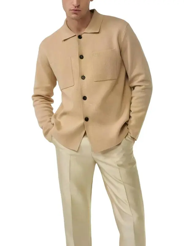 DOMAINE DES ARTISTES Knitted Patch-pocket Shirt Jacket - Neutrals