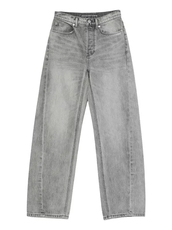 Alexander Wang Logo Print Wide-leg Jeans - Grey