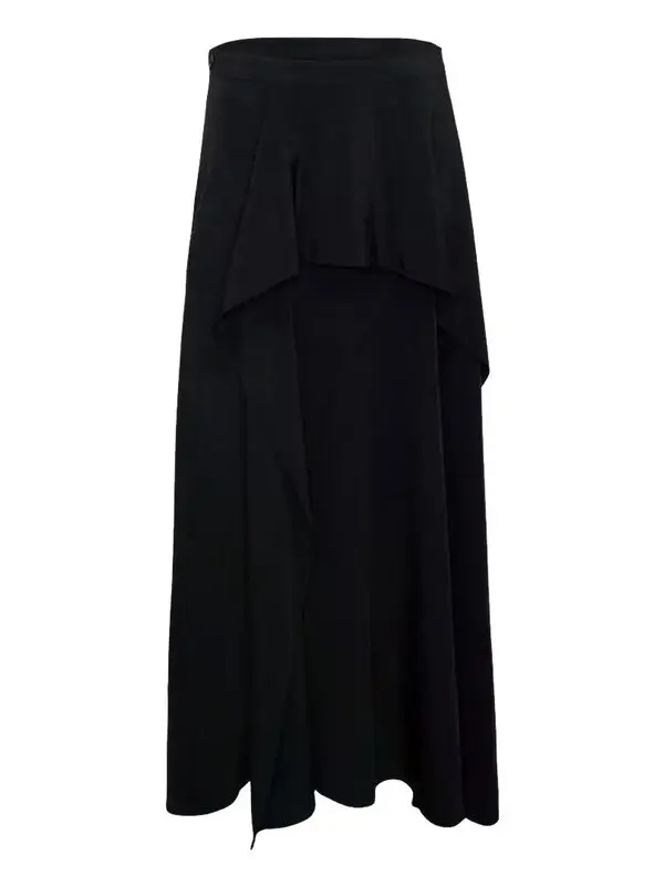 Y’s Asymmetrical Ruffled Maxi Skirt - Black
