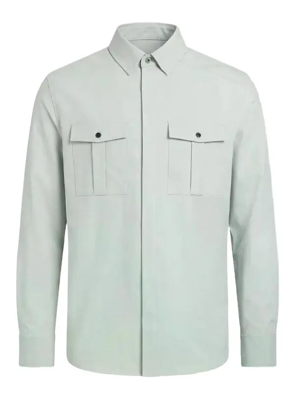 DOMAINE DES ARTISTES Flap-pocket Long-sleeve Shirt - Blue