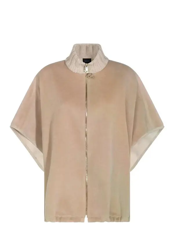 Fabiana Filippi Zip-up Felted Texture Jacket With Ribbed-knit Collar - Neutrals