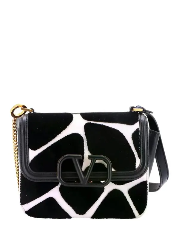 Valentino Garavani Vsling Printed Textile With Leather Small Shoulder Bag - Black