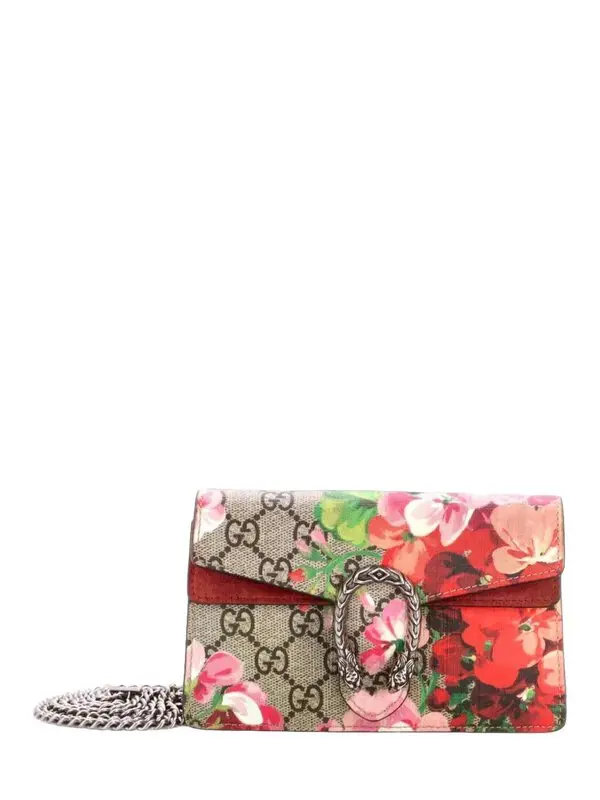 Gucci Dionysus Blooms Print Gg Coated Canvas Super Mini Crossbody Bag - Brown