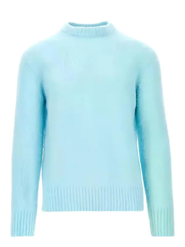 PIACENZA CASHMERE 1733 Brushed Crew Neck Long Sleeve Sweater - Blue