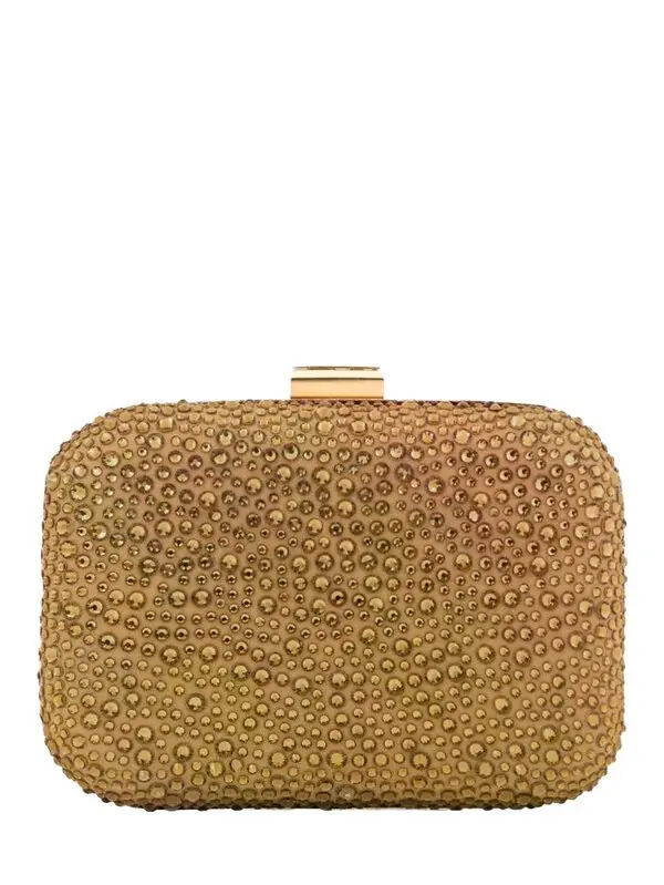 GEMY MAALOUF Crystal Embellished Crepe Clutch Bag - Gold