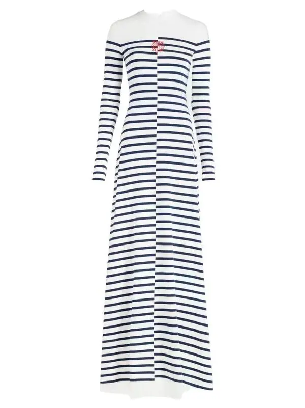JEAN PAUL GAULTIER Asymmetrical Neck Marinière Dress - White
