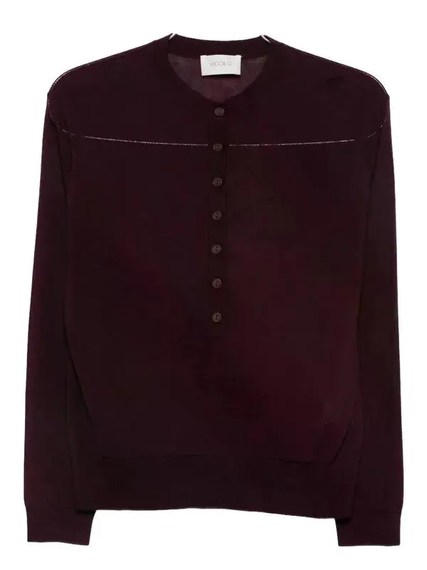 VICOLO Fine Knit Crew Neck Sweater - Red
