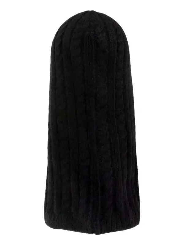 Moncler Cable-knit Logo Patch Balaclava - Black