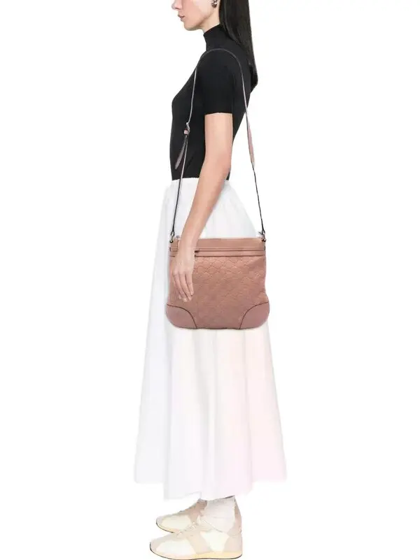Gucci Embossed Leather Crossbody Bag - Brown