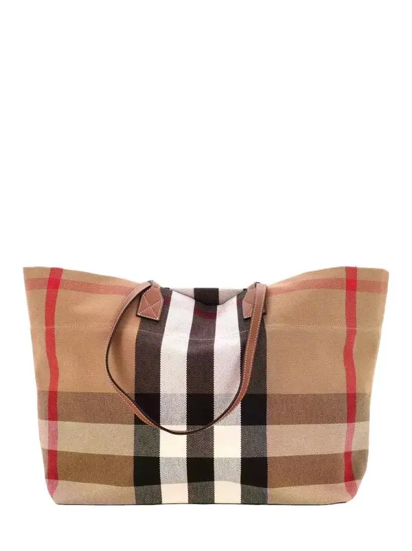 Burberry Soft House Check Canvas Medium Tote Bag - Brown