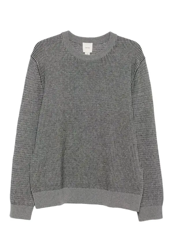 Calvin Klein Waffle-knit Crew-neck Sweater - Grey