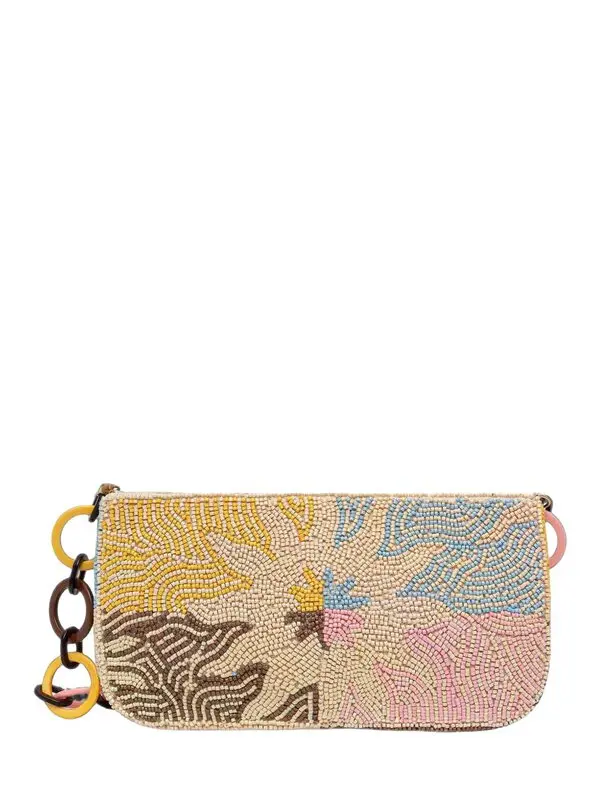 NEVER FULLY DRESSED Beaded Chain-link Clutch - Brown