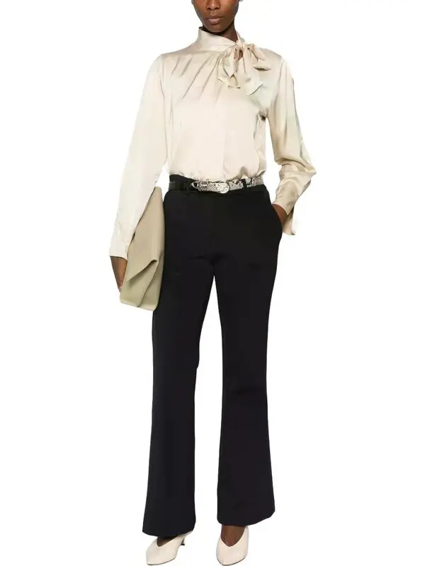Dixie Bow Detail Long Sleeve Blouse - Neutrals