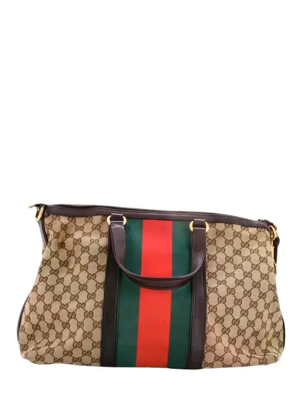 Gucci Rania Gg Canvas Convertible Top Handle Bag Medium Tote Bag - Brown