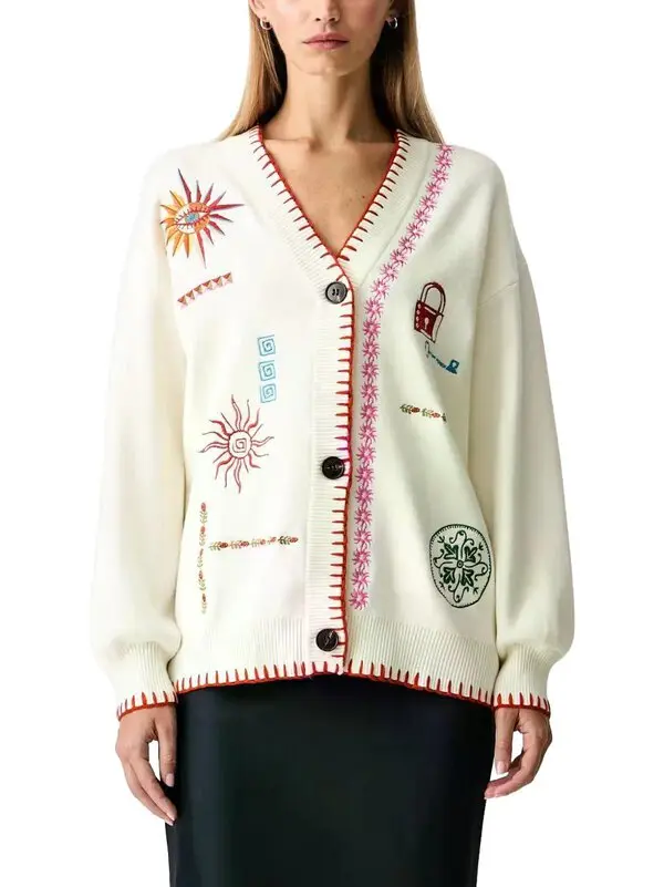 NEVER FULLY DRESSED Embroidered Blanket-stitch Cardigan - Multicolour
