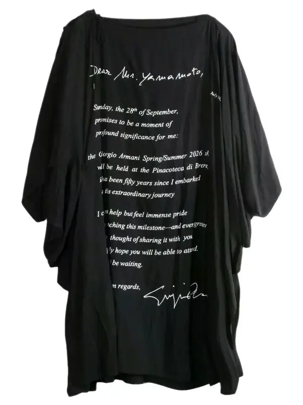 Yohji Yamamoto Slogan And Graphic Print Midi Dress - Black