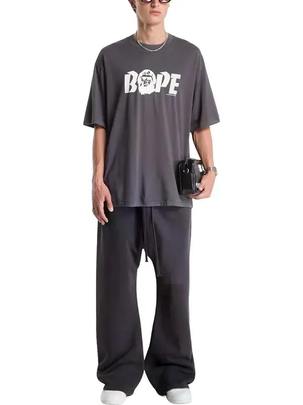 A BATHING APE Logo Print Relaxed Fit T-shirt - Grey