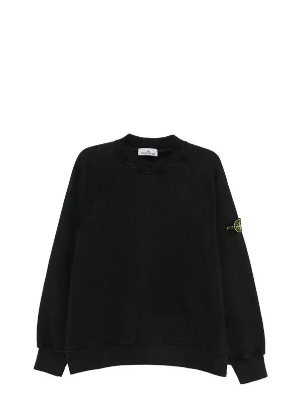 Stone Island Cotton Crewneck Sweatshirt With Logo Patch - Black