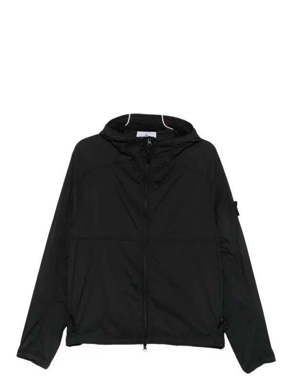 Stone Island Nylon Blouson Jacket With Hood - Black