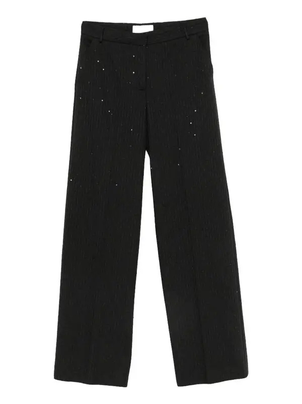 Ermanno Scervino Straight-leg Pinstriped Sequined Trousers - Black