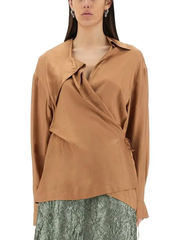 Dries Van Noten Asymmetrical Wrap Shirt - Nude