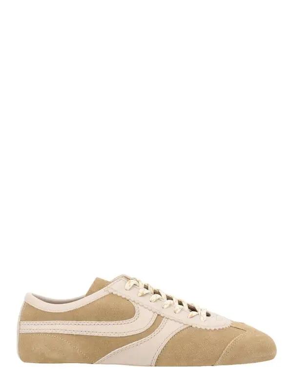 Dries Van Noten Low-top Suede And Leather Sneakers - Beige