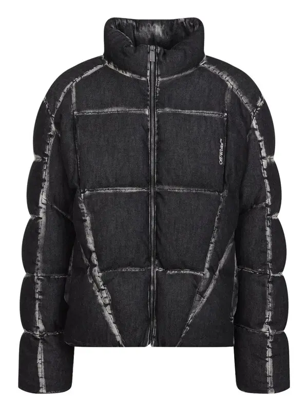 Off-White Bookish Racing Cotton Puffer Jacket - Black