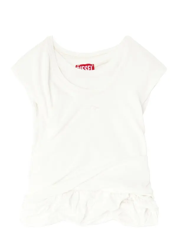 DIESEL® Double-layer Mini Tank Top With Ribbed Stretch And Embroidered Logo - Bianco