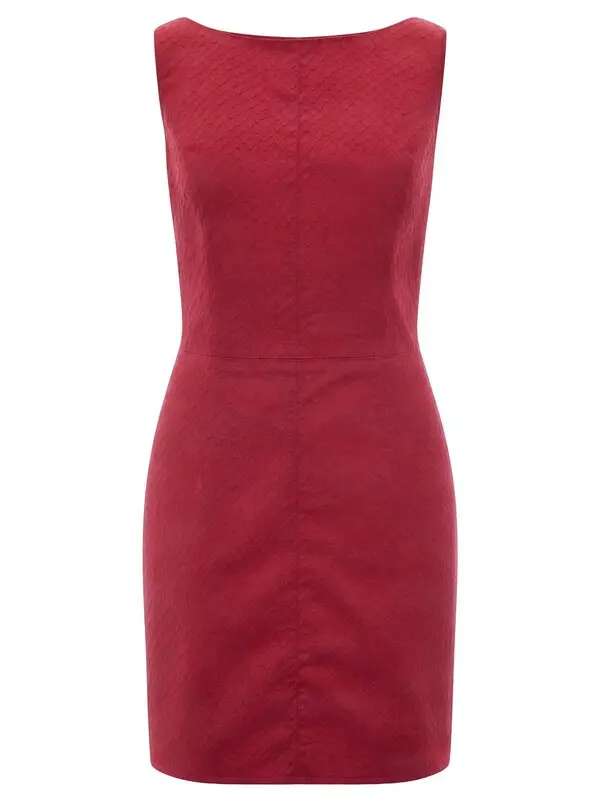 Elisabetta Franchi Sleeveless Fitted Sheath Dress With Textured Finish - Red Passion