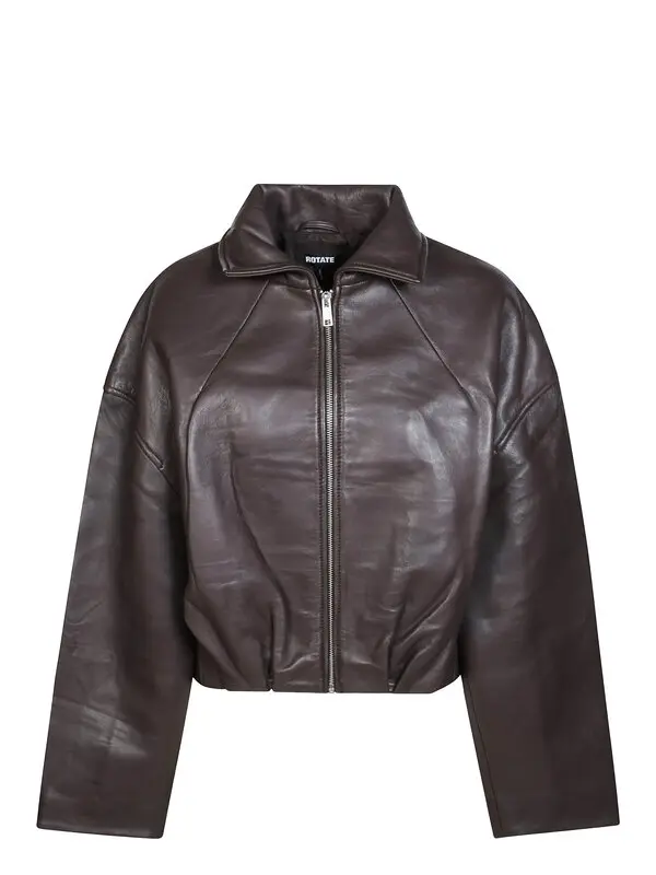 ROTATE BY BIRGER CHRISTENSEN Bonded Leather And Fur Trimmed Jacket - Marrone