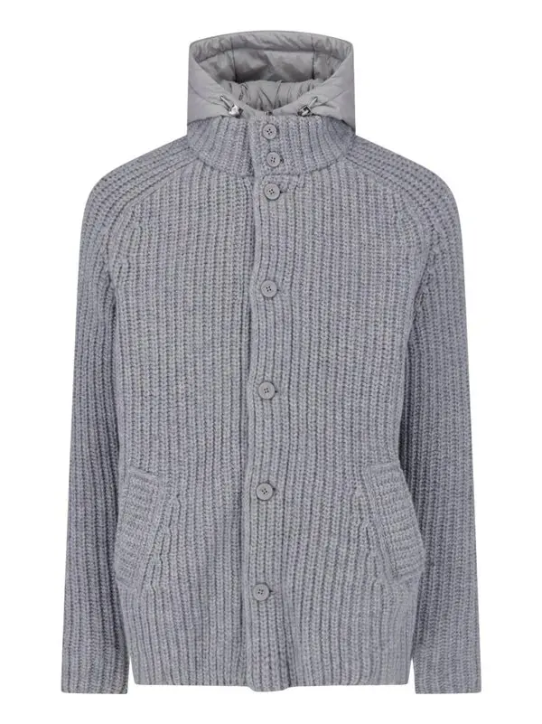Herno Hooded Knit Cardigan Jacket - Grey
