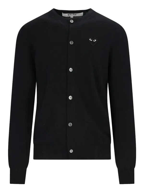 Play Comme Des Garcon Wool Cardigan With Graphic Detail - Black