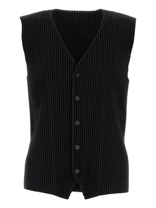 Issey Miyake Basic Pleated Vest - Black