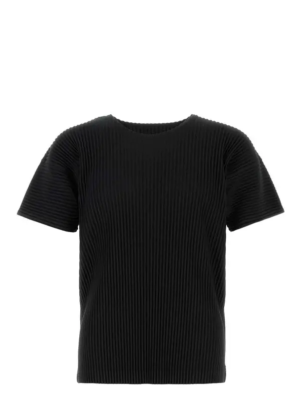 Issey Miyake Pleated Knit Top - Black